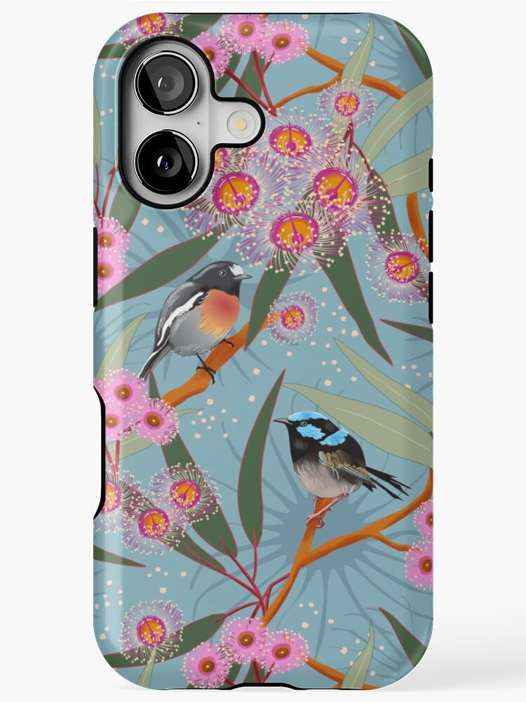 Australian Eucalyptus Flowers with Fairy Wren and Robin Phone Case for ...