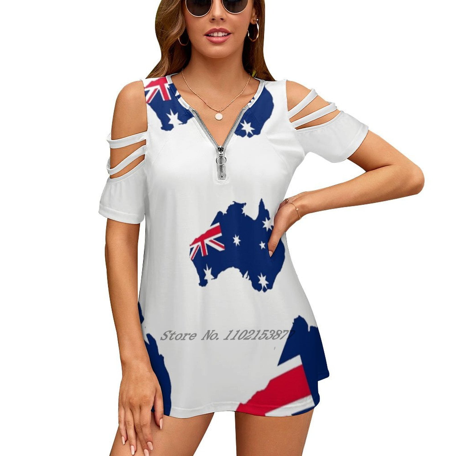 Australian Flag ( 3 ) Women Print T-Shirt Summer Casual Tops Streetwear ...