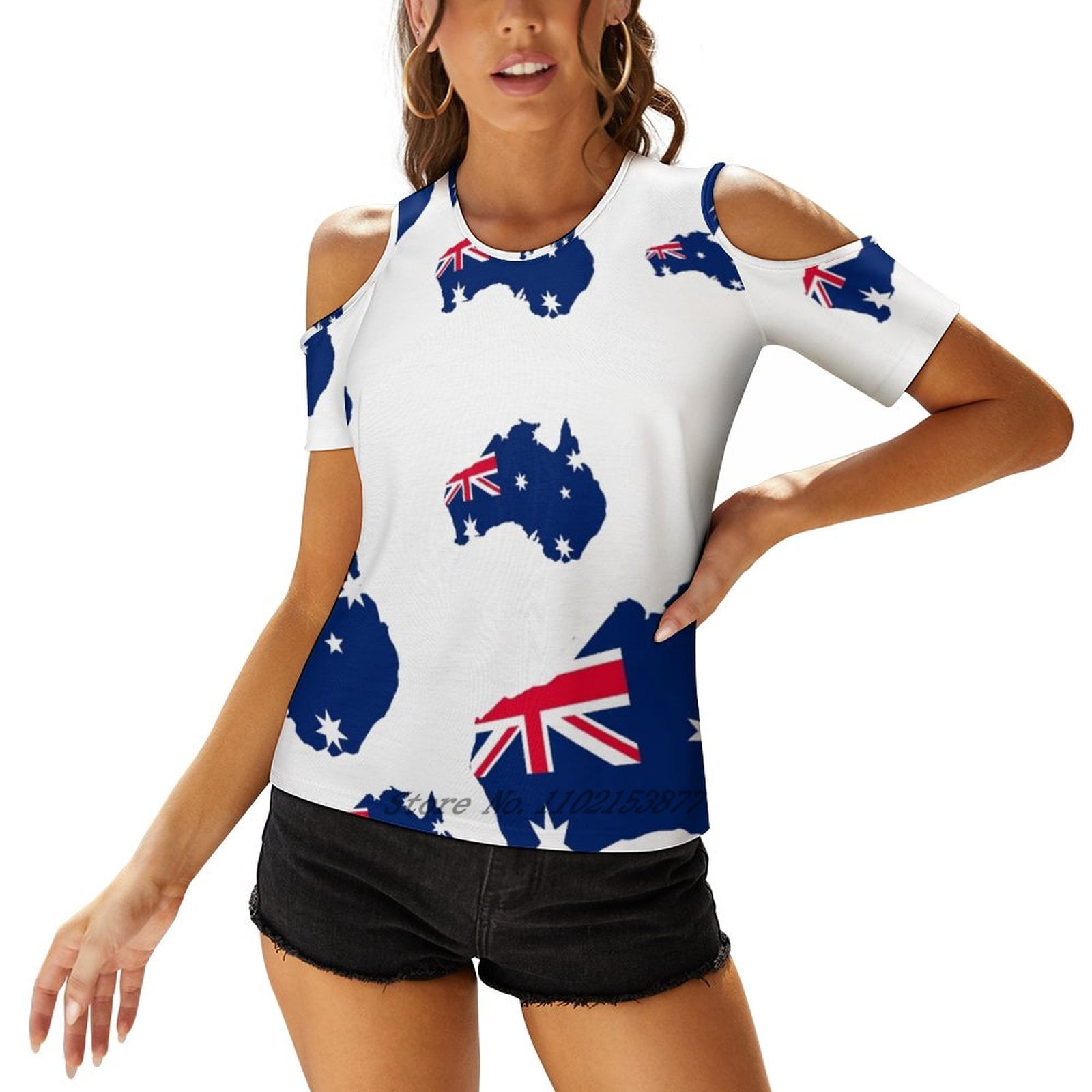Australian Flag ( 3 ) Women Print T-Shirt Summer Casual Tops Streetwear ...