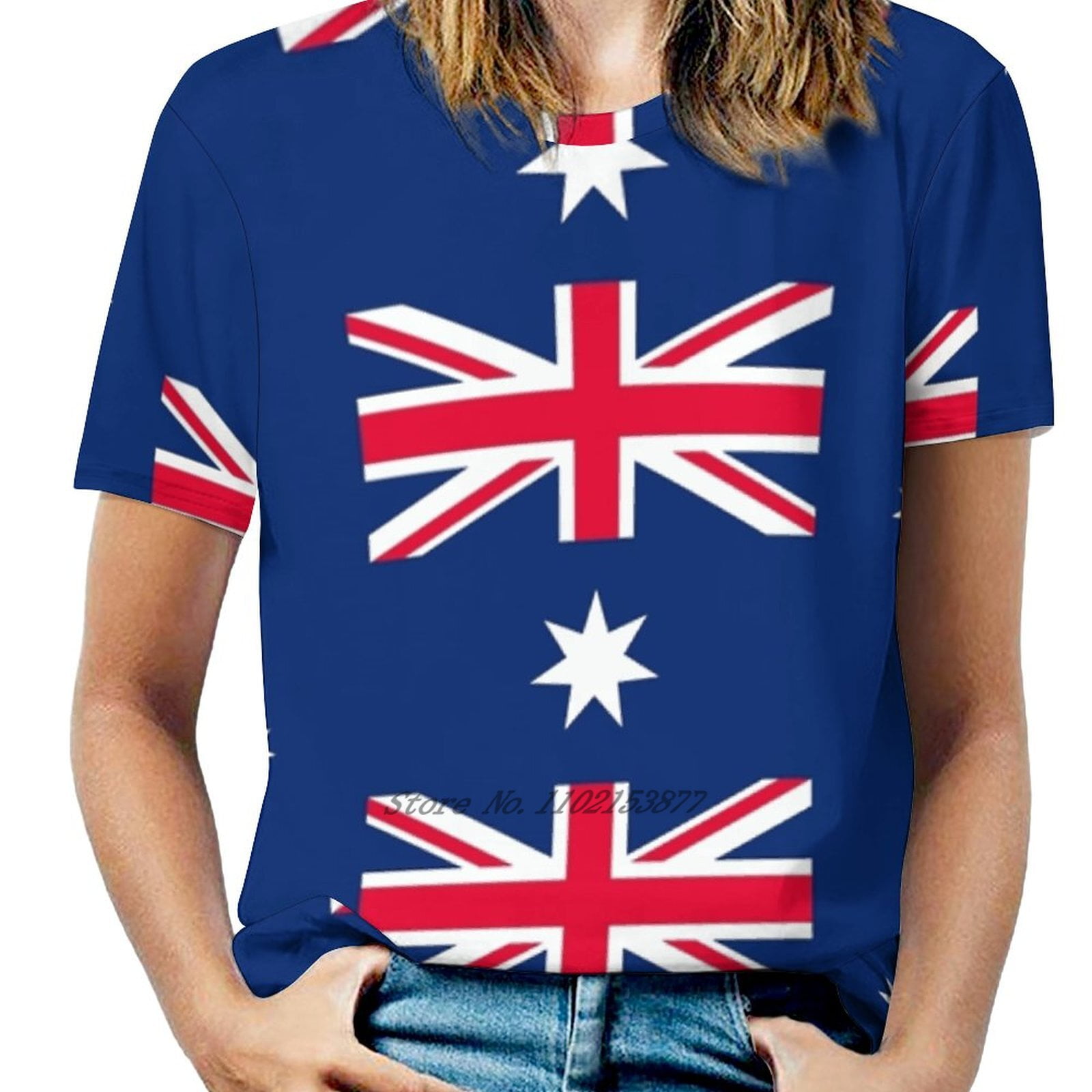 Australian Flag Australia Patriotic Woman Tshirts Printed Tops Zipper V ...