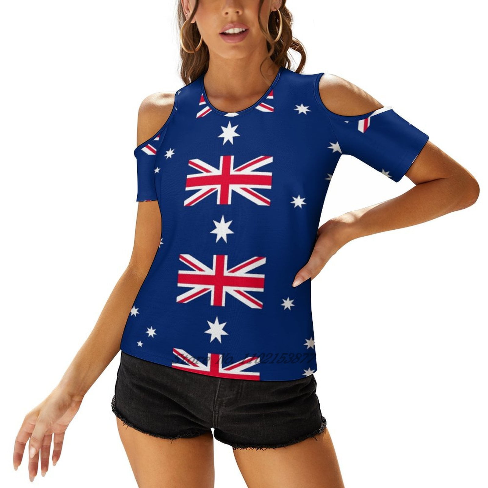 Australian Flag Australia Patriotic Woman Tshirts Printed Tops Zipper V ...