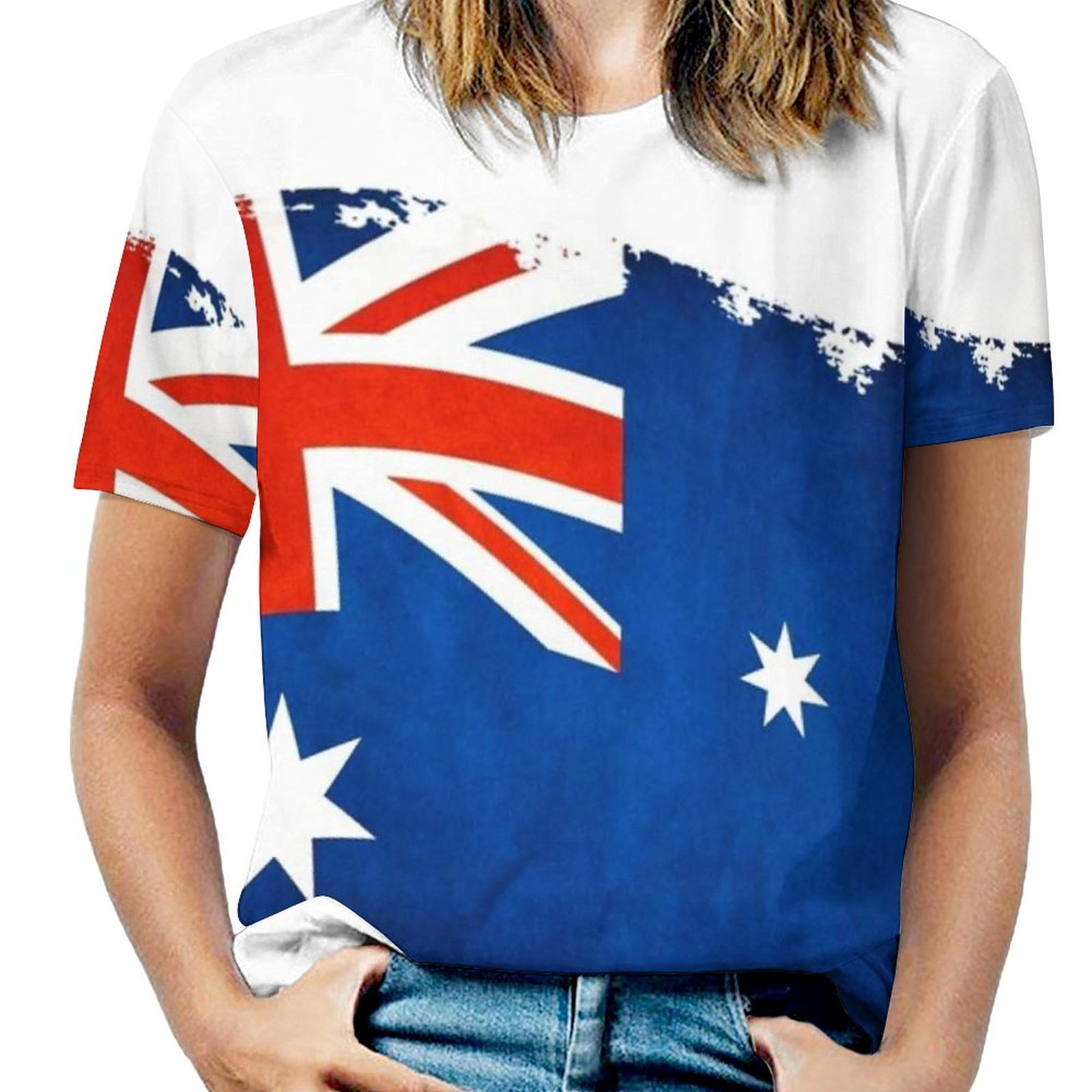 Australian Flag New Fashion Zip Off Shoulder Top Short-Sleeve Women ...