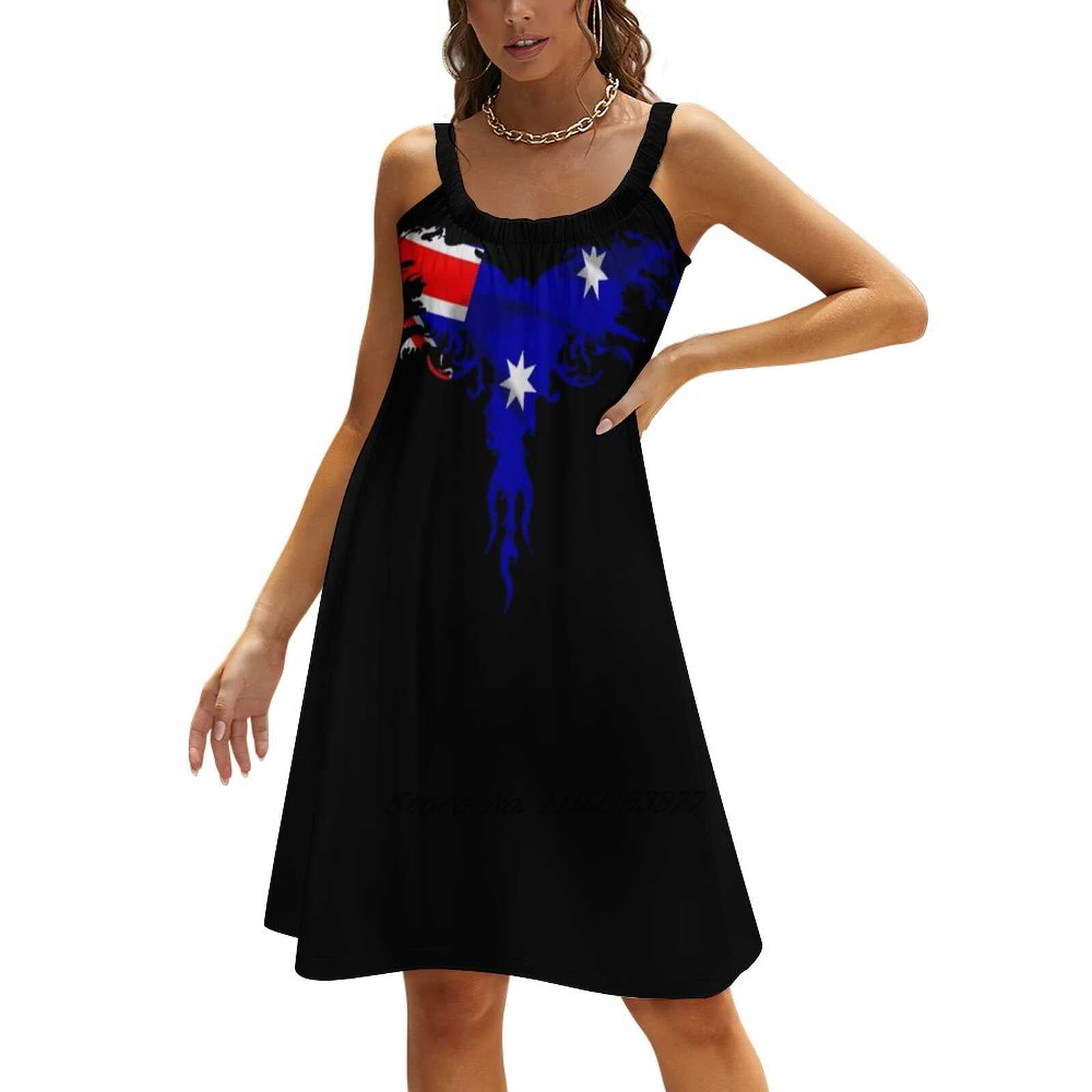 Australian Flag Phoenix ( Without Rise ) Loose Pocket Dress Summer Sexy V Neck Dress Print Short ...