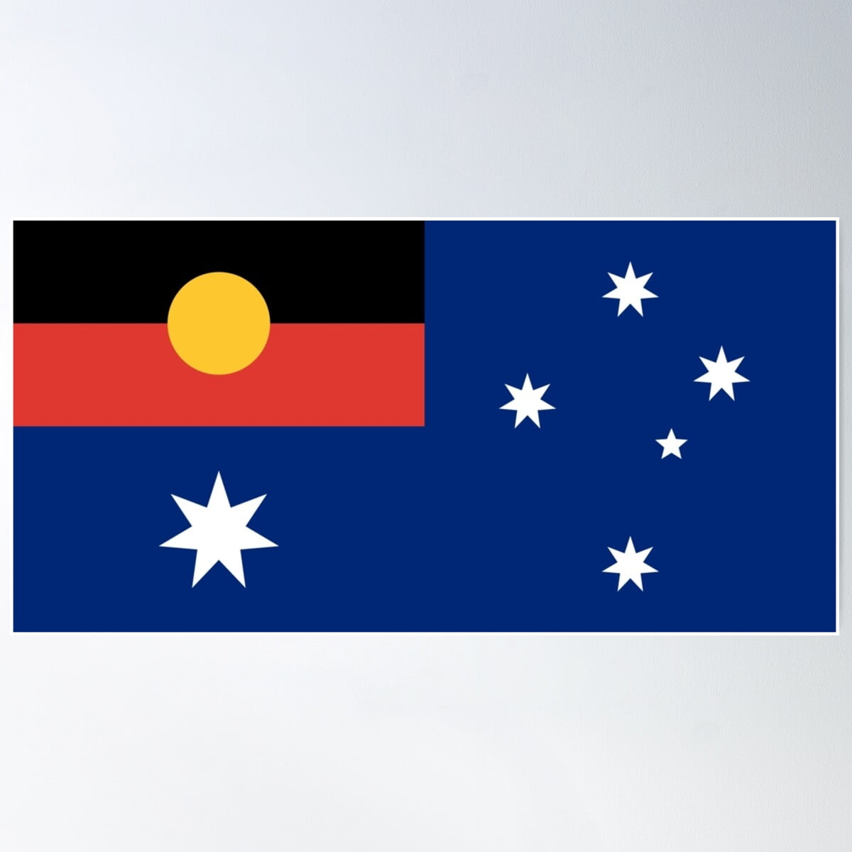 Australian Flag With Aboriginal Flag Poster Wall Art, Modern Wall Decor ...