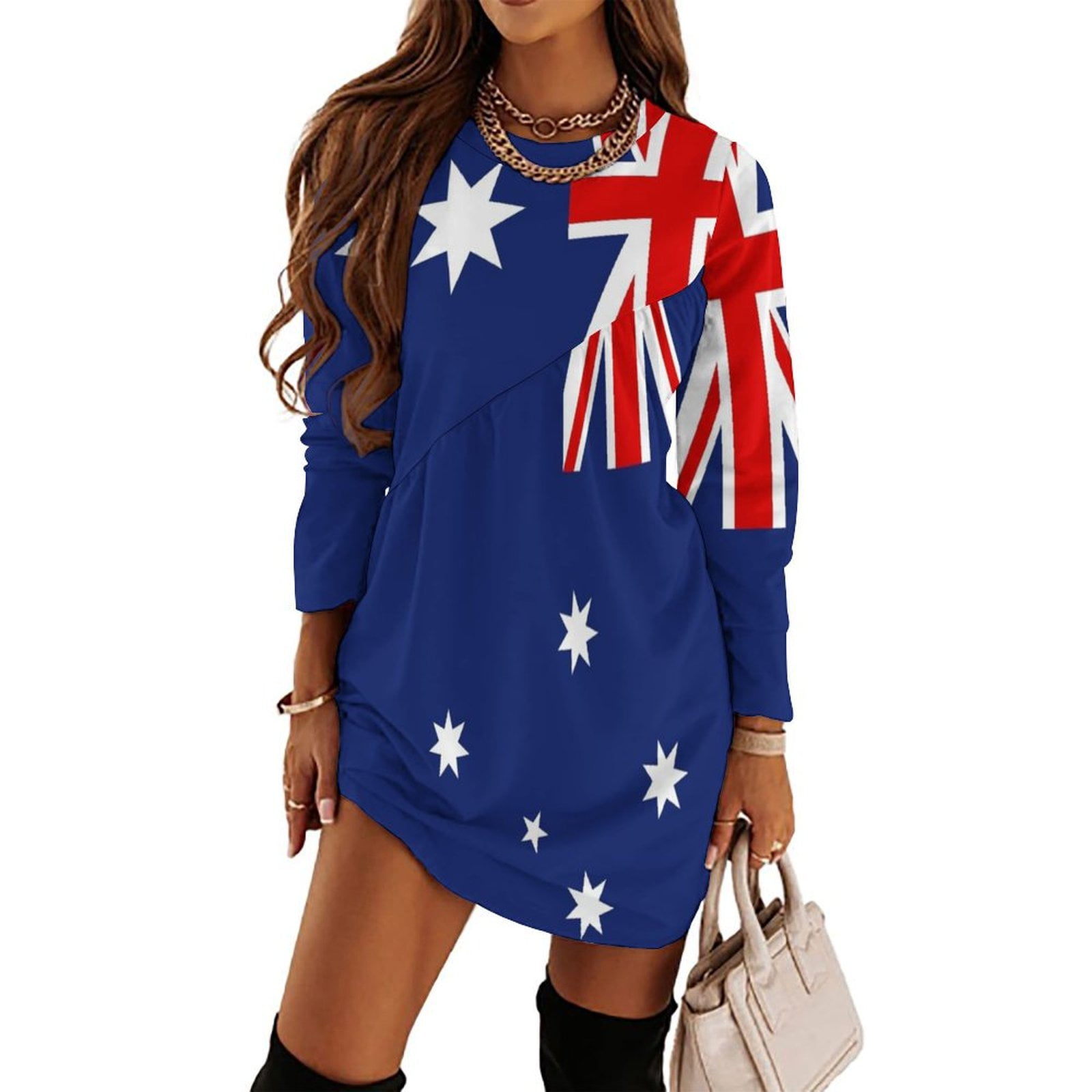 Australian Flag - vertical Long Sleeved Dress purple dress Evening gown ...