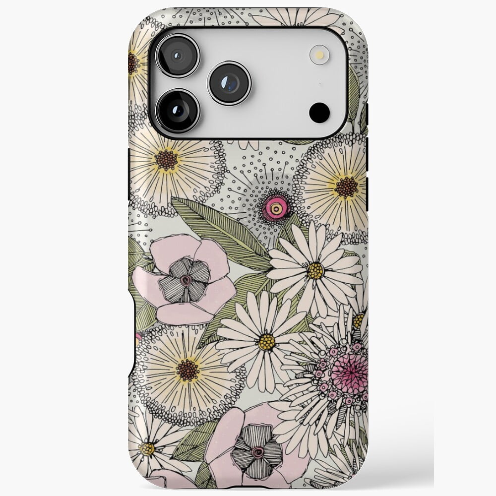 Australian Garden Chalk Floral Art iPhone Case 17 11 12 13 14 15 16 Pro ...