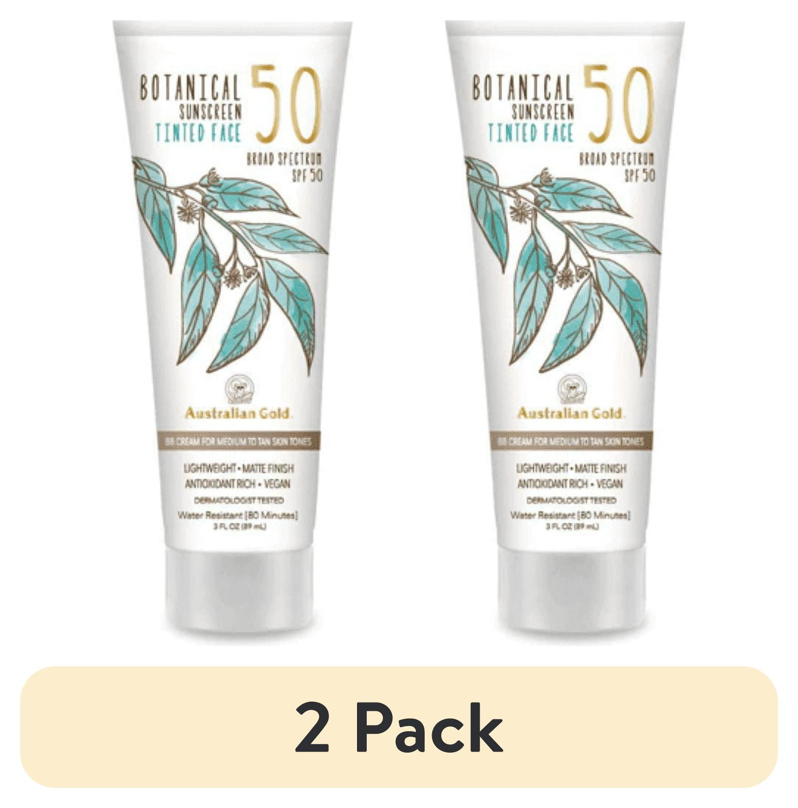 (2 pack) Australian Gold 263476 3 oz Botanical Sunscreen SPF 50 Tinted ...