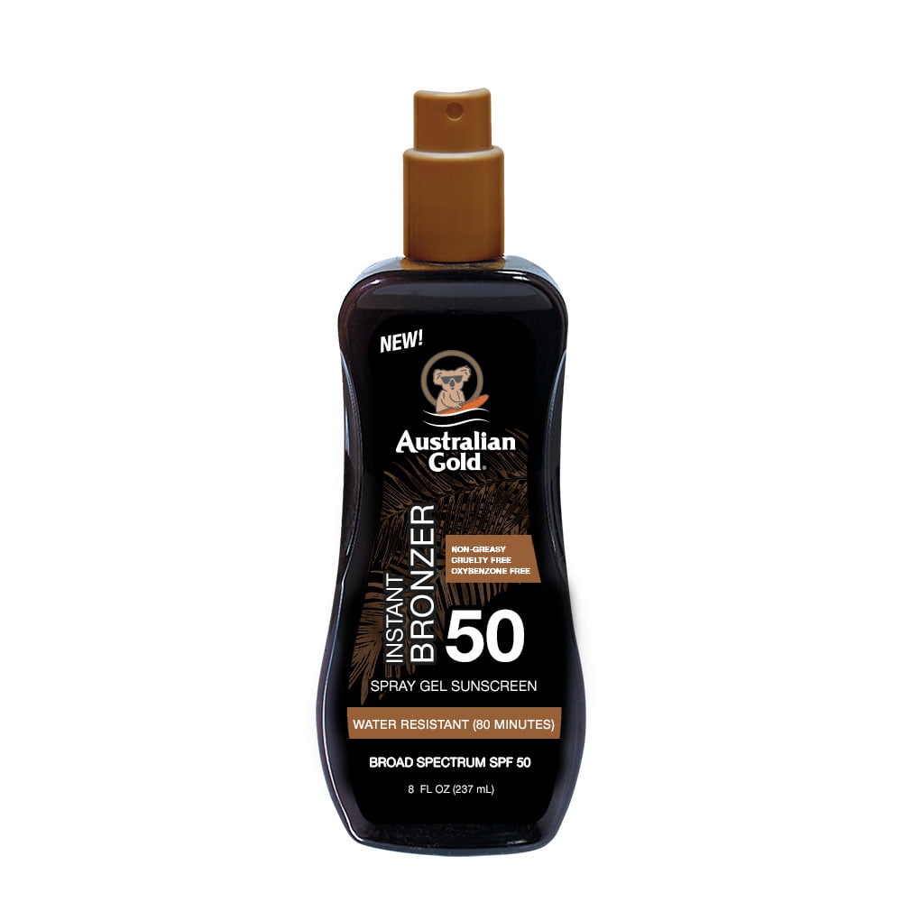 Australian Gold SPF 50 Spray Gel Sunscreen with Instant Bronzer - All ...