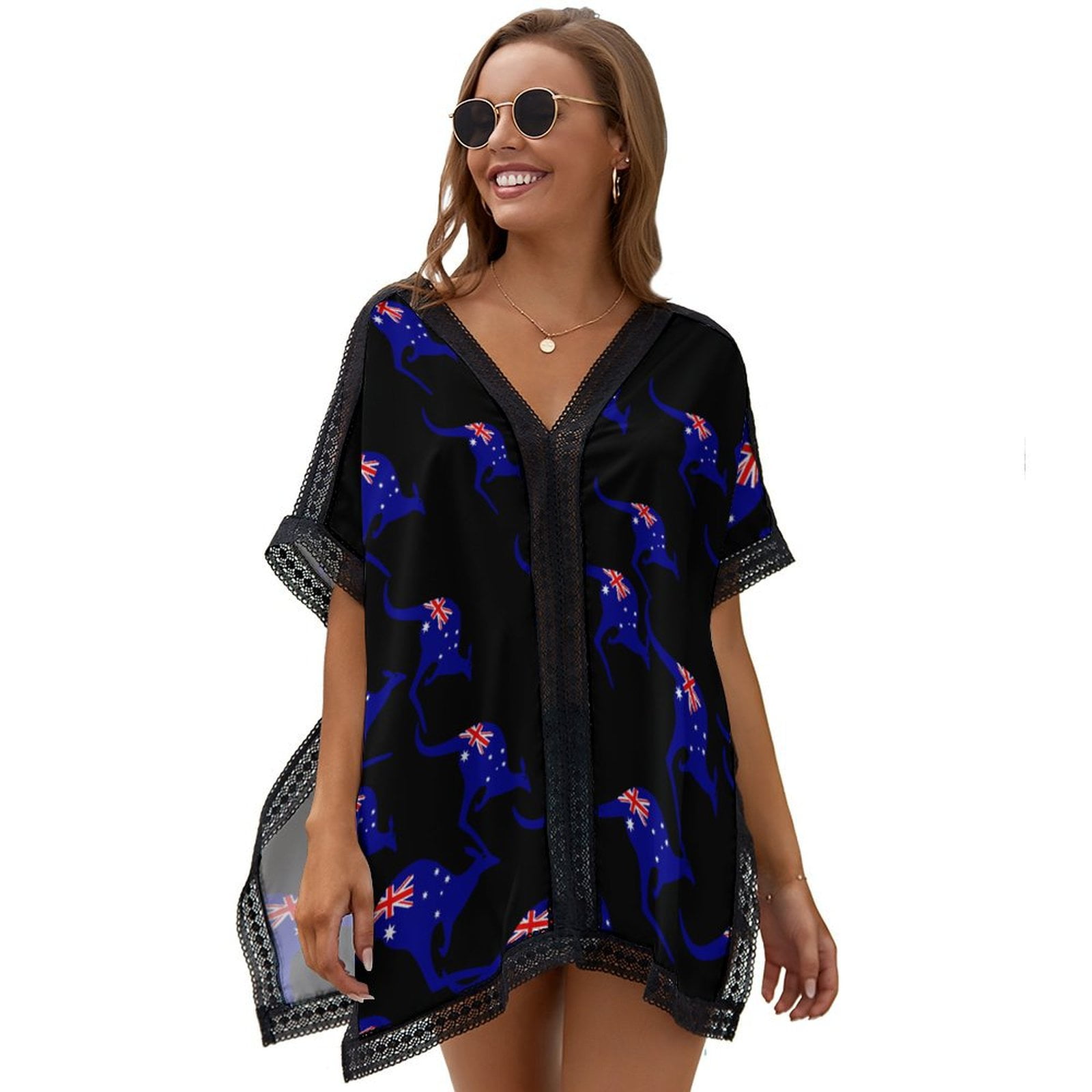 Australian Kangaroo Flag Blue Beach Cover Ups for Women Bathing Suit ...