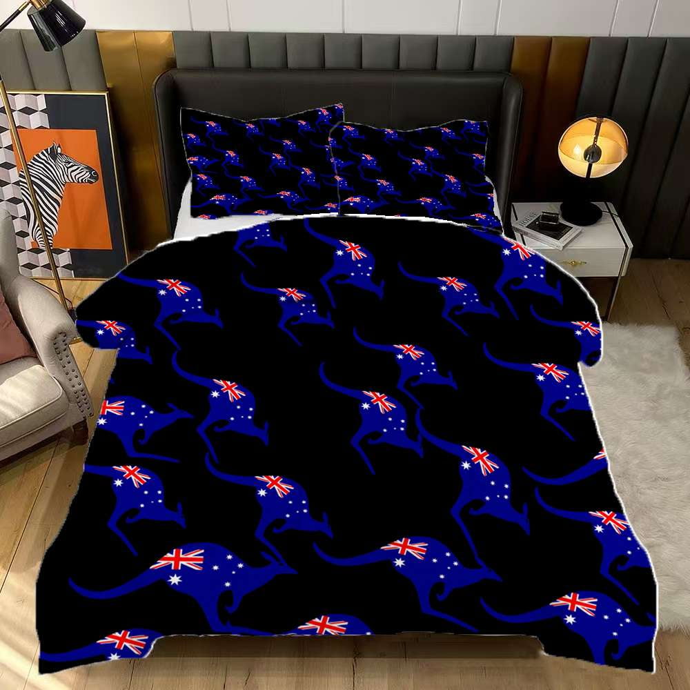 Australian Kangaroo Flag Blue Comforter Set Queen Size Bedding Set For ...