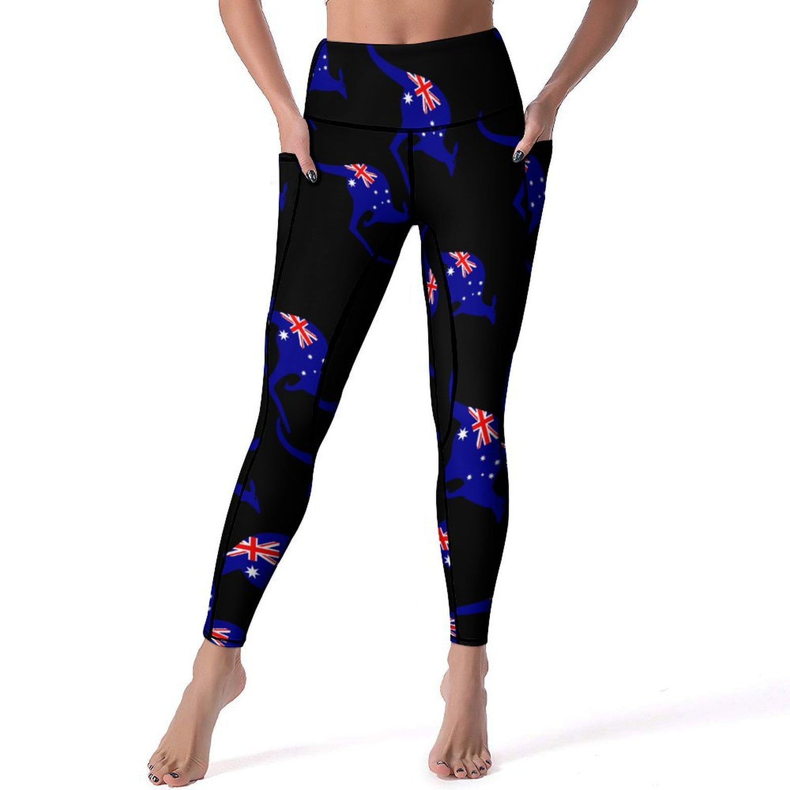 Australian Kangaroo Flag Blue Leggings Fitness Gym Yoga Pants High ...