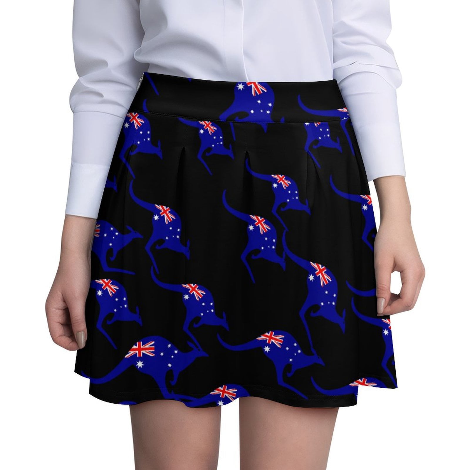 Australian Kangaroo Flag Blue Women's Casual Mini Skirt Invisible ...