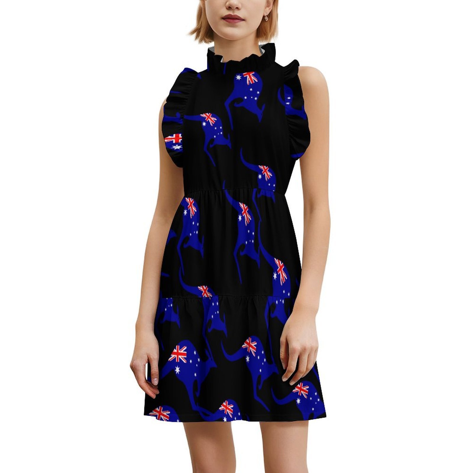 Australian Kangaroo Flag Blue Women's Fashion Casual Dress Summer Stand ...