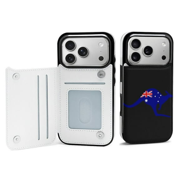 Australian Kangaroo Flag Leather Wallet Case for iPhone 16 Plus Wallet ...