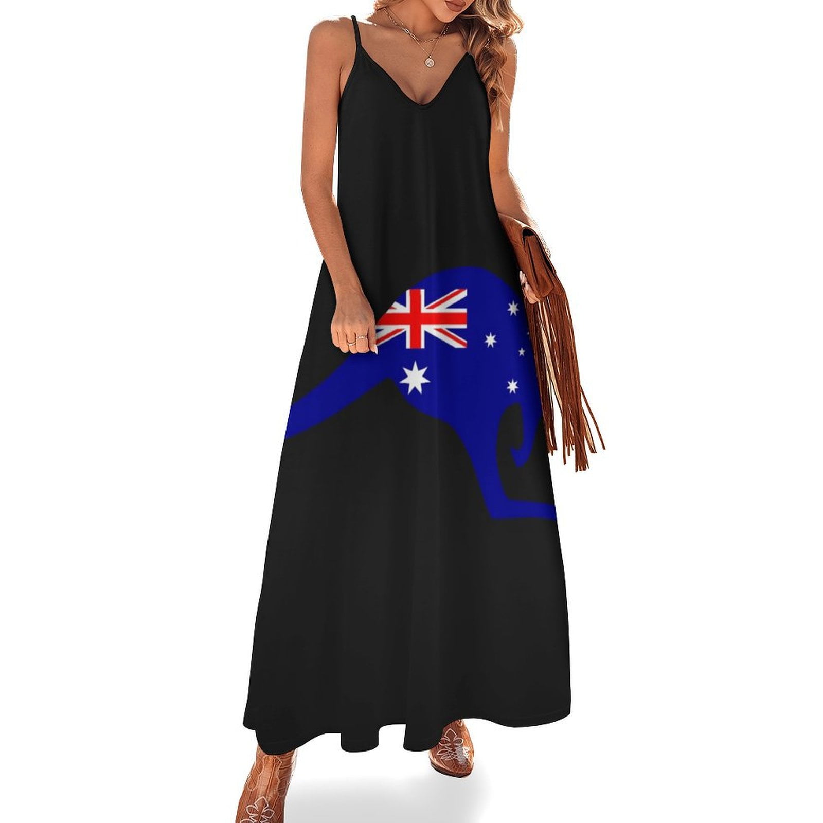Australian Kangaroo Flag Sleeveless Dress Loose Women's Dress Dresses ...