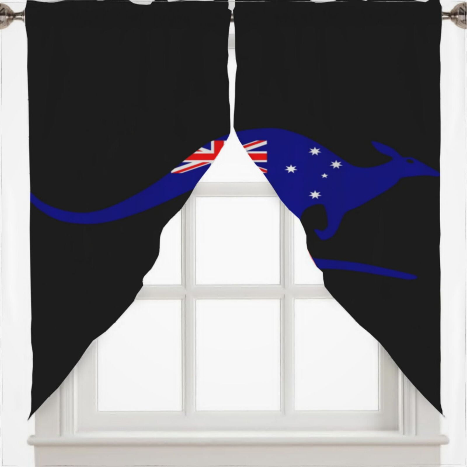 Australian Kangaroo Flag Swag Valances For Windows 2 Pack For Kitchen ...