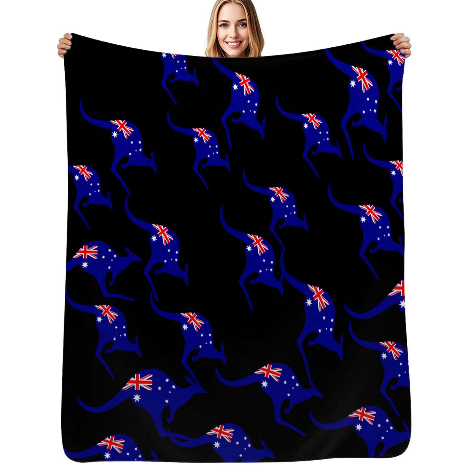 Australian Kangaroo Flag blue Flannel Blankets Soft Throw Blanket Winter Travel Office Outdoor ...