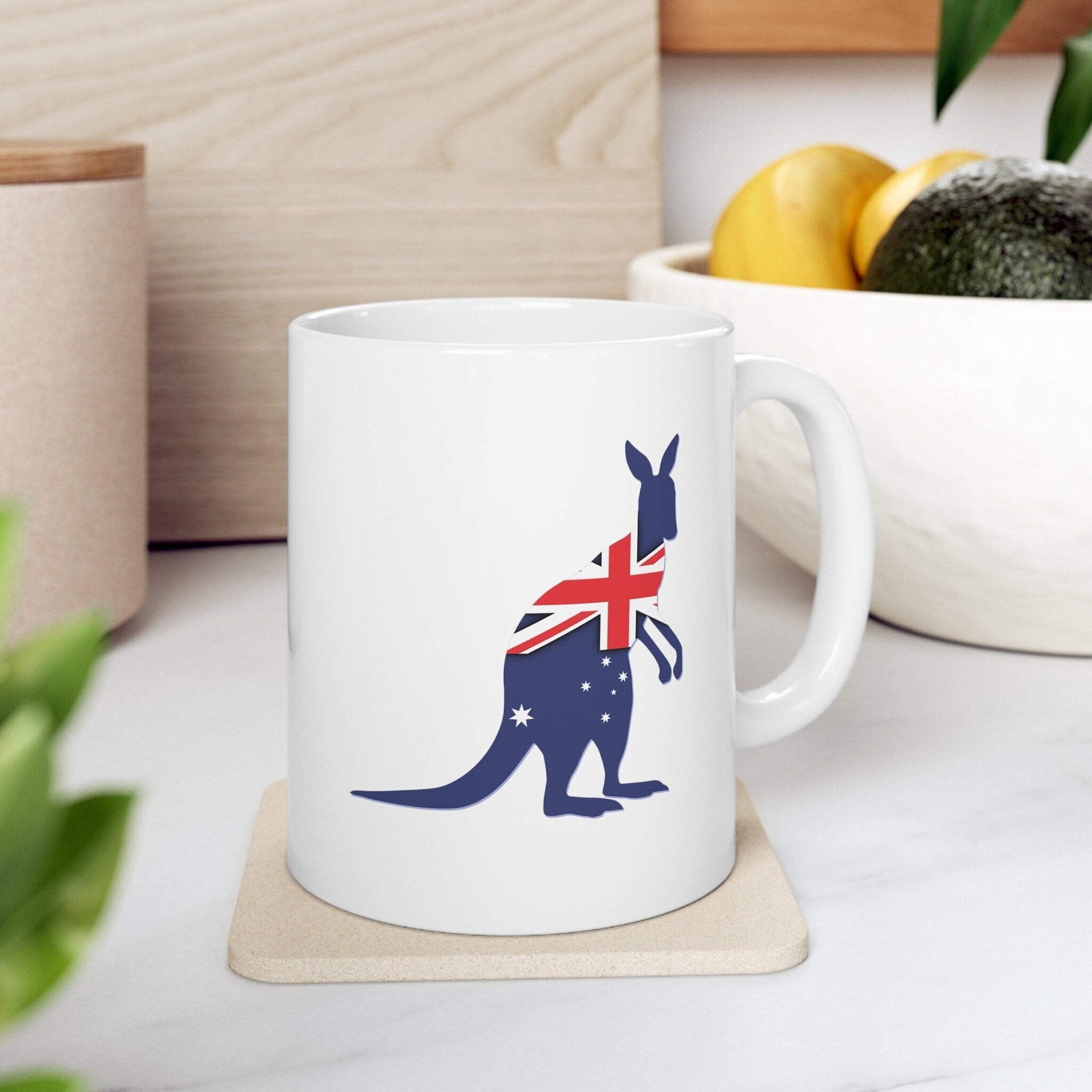 Kangaroo 11 oz Coffee Mug - Unique Souvenir White Ceramic Gift ...