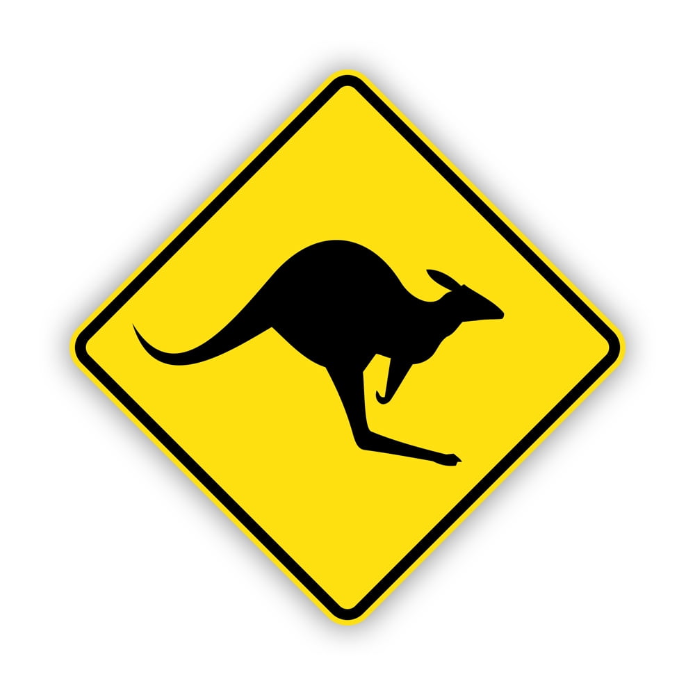 Australian Kangaroo Warning Road Sign Sticker Decal - Self Adhesive ...