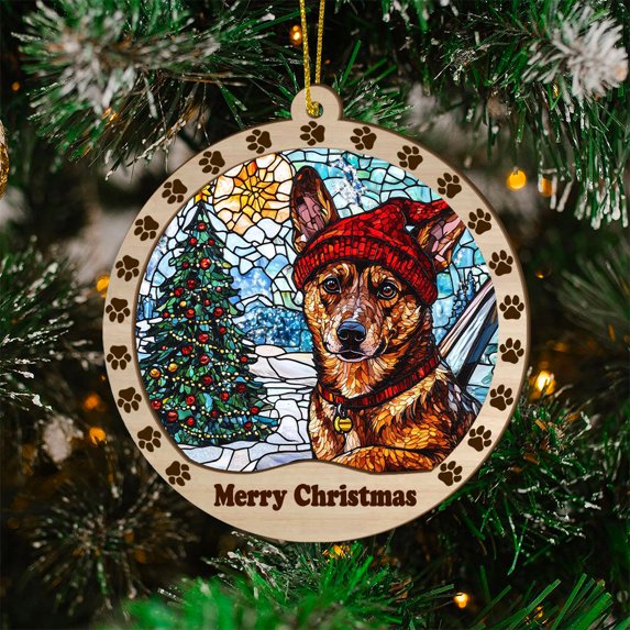 Australian Kelpie Christmas Dog Ornament, Australian Kelpie Dog Stained ...