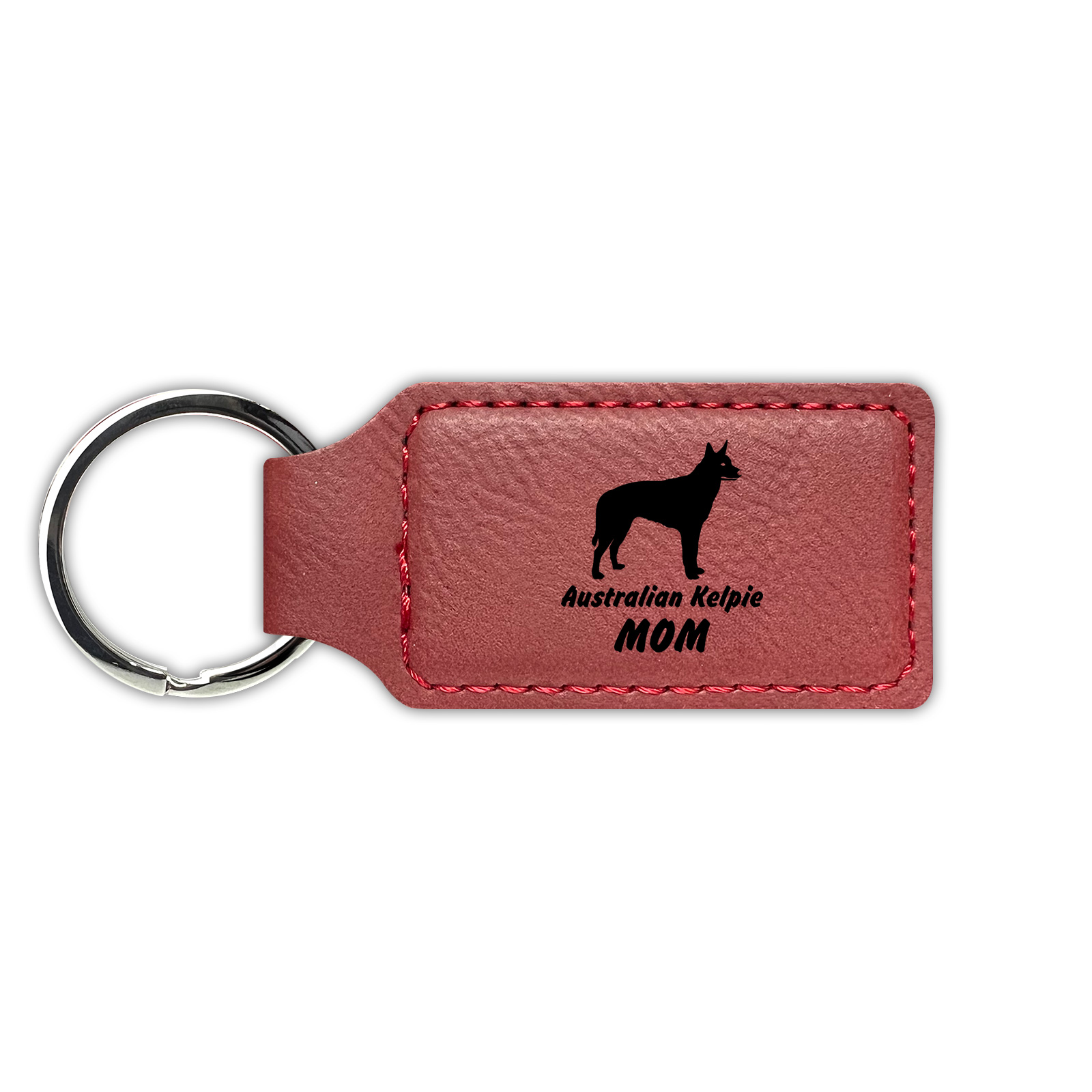 Australian Kelpie Mom Keychain Leatherette Rectangle - Laser Engraved ...