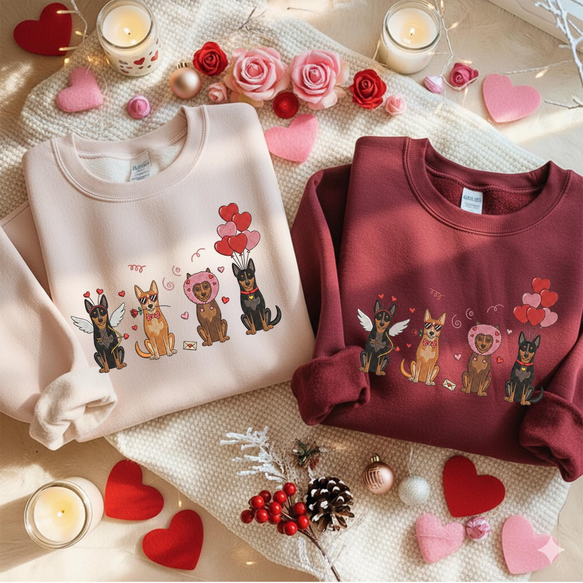 Australian Kelpie Valentine Sweatshirt, Embroidered Dog Mom Crewneck ...