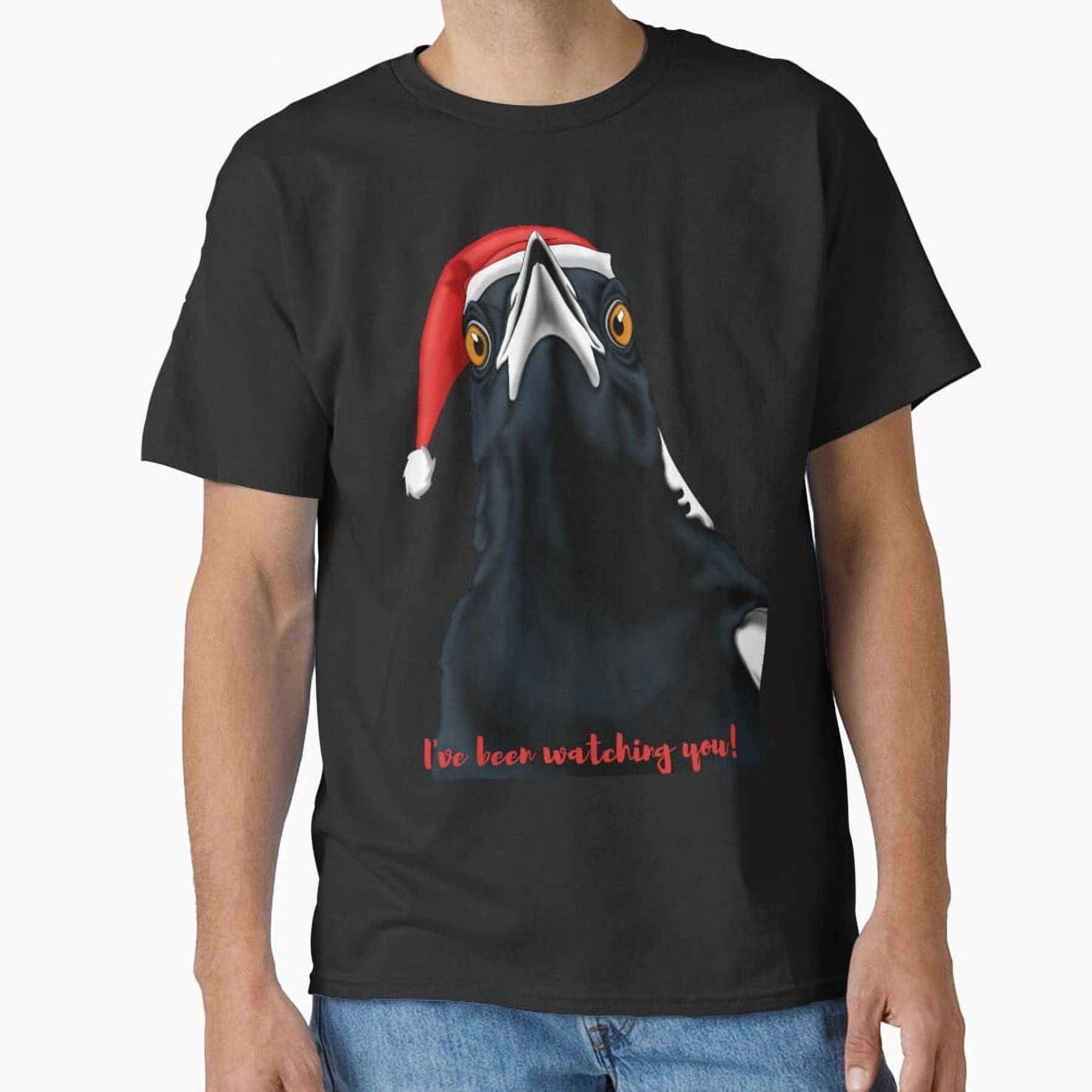 Australian Magpie Christmas Art With A Bird And A St. Nick Hat And A ...
