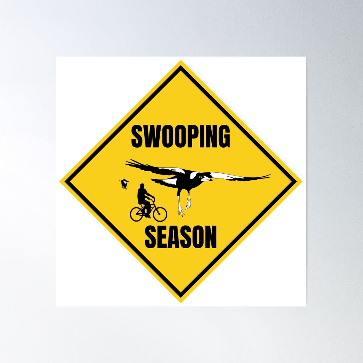 Australian Magpie Swooping Season Warning Sign Poster Wall Art, Modern ...