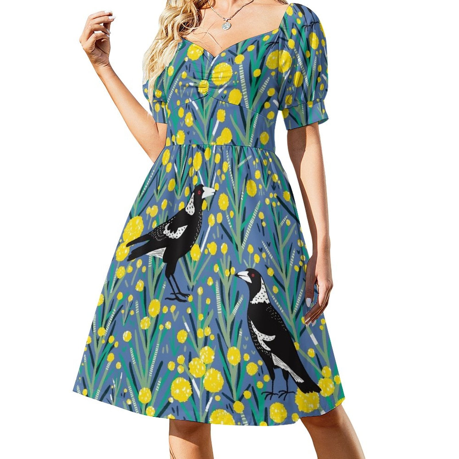 Australian Magpie in wattle garden Dress evening dresses ladies women ...
