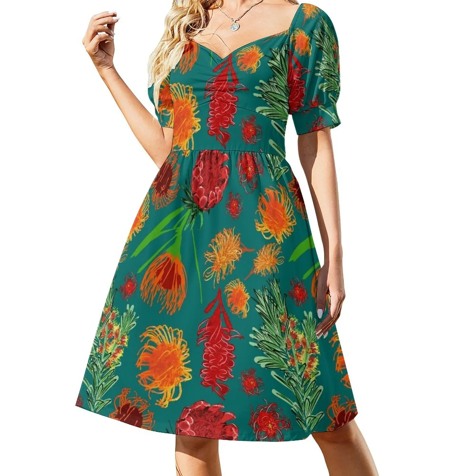Australian Native Floral Pattern Sleeveless Dress prom dress Woman ...