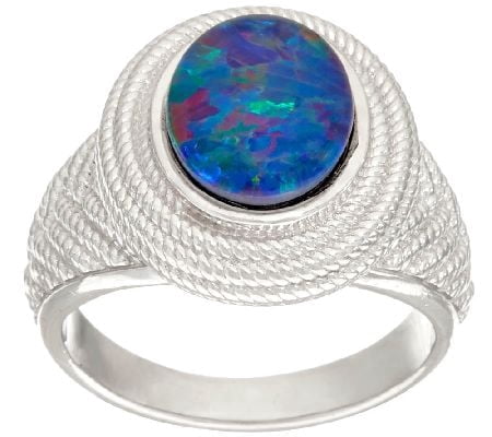 Australian Opal Triplet Sterling Silver Textured Ring, Size 6 - Walmart.com