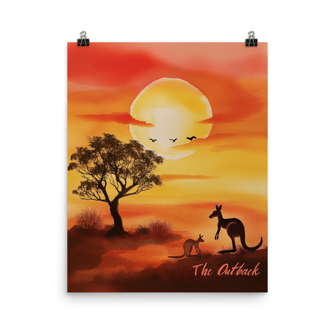 Australian Outback Print, Kangaroo Art Red Desert Wall Art, Sunset ...