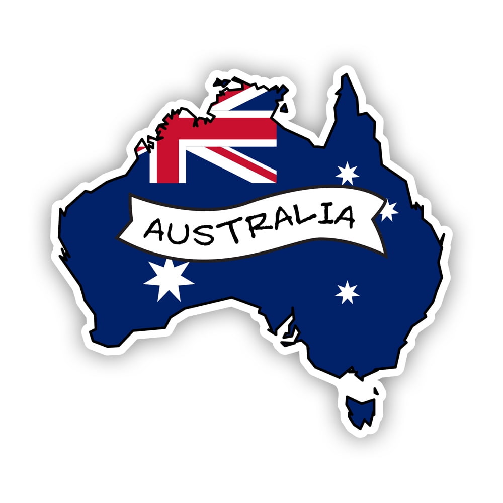 Australian Shaped Australia Flag Sticker Decal - Self Adhesive Vinyl ...