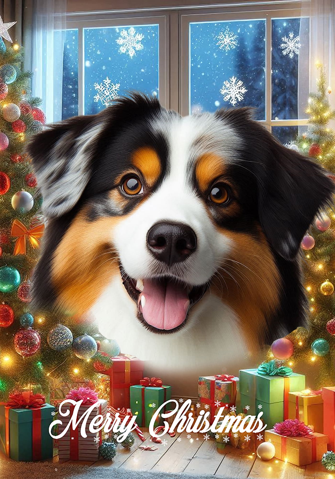 Australian Shepherd Black Tri - Best of Breed Christmas Garden Flag 12 ...