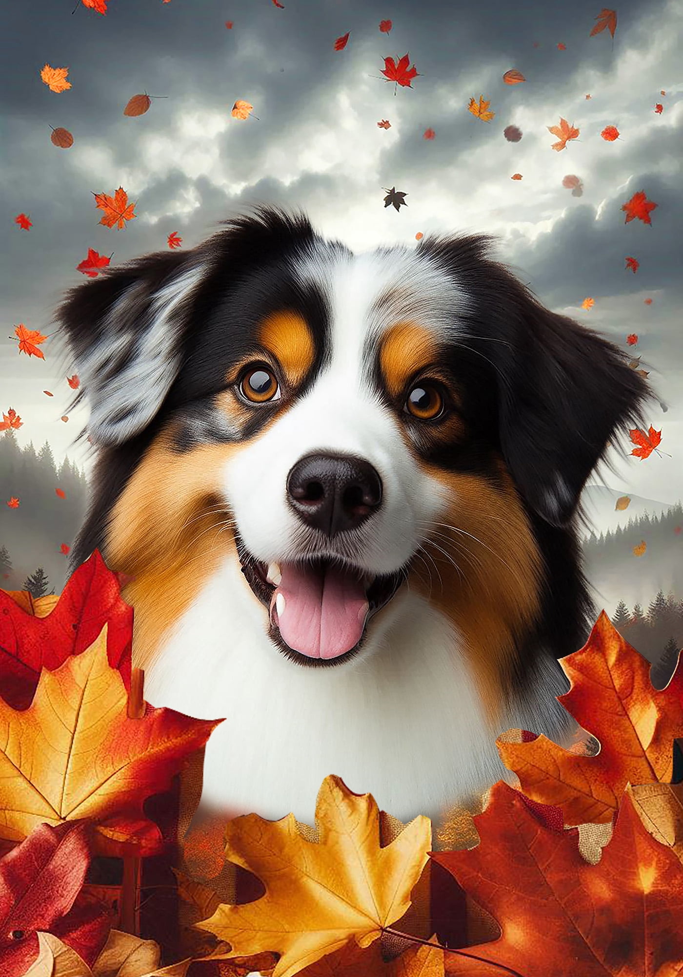 Australian Shepherd Black Tri - Best of Breed Fall Leaves Outdoor ...