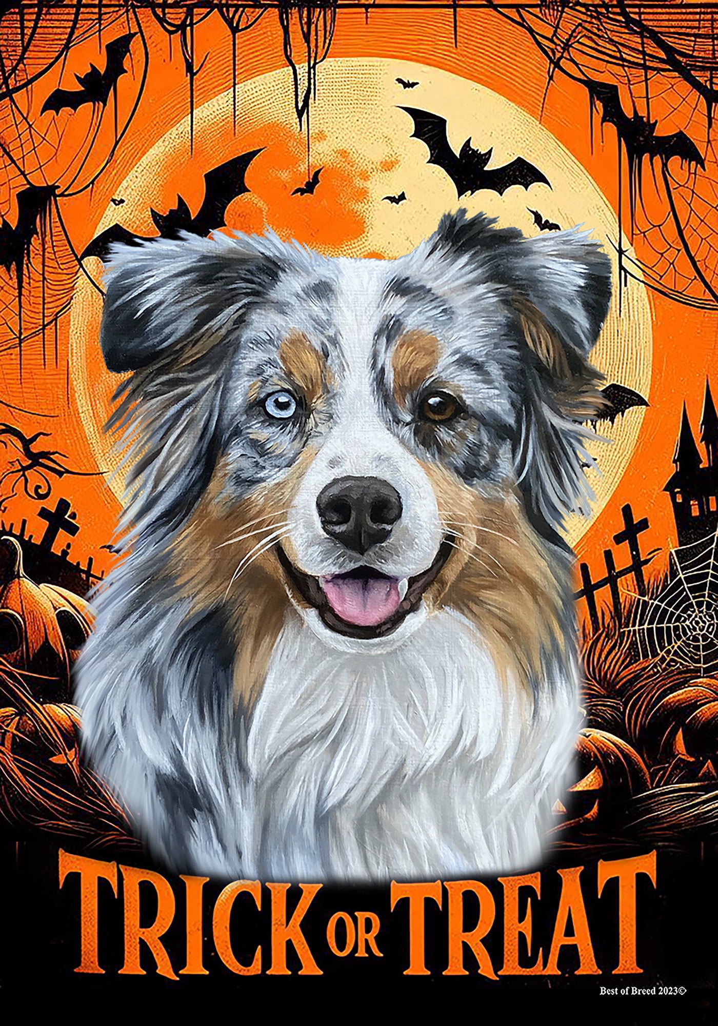 Australian Shepherd Blue Merle - Best of Breed Halloween House Flag ...