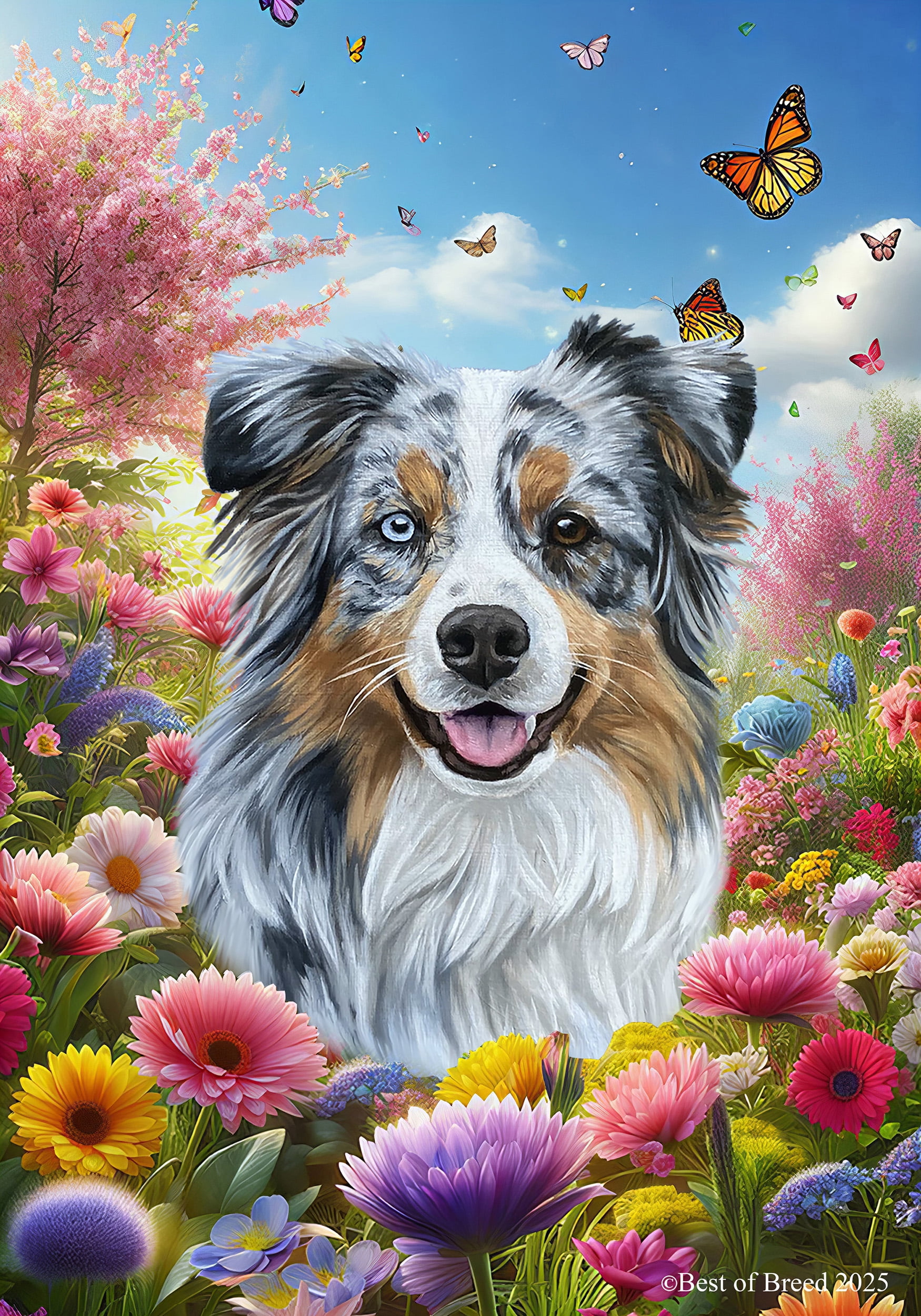 Australian Shepherd Blue Merle - Best of Breed Spring Butterfly Outdoor ...