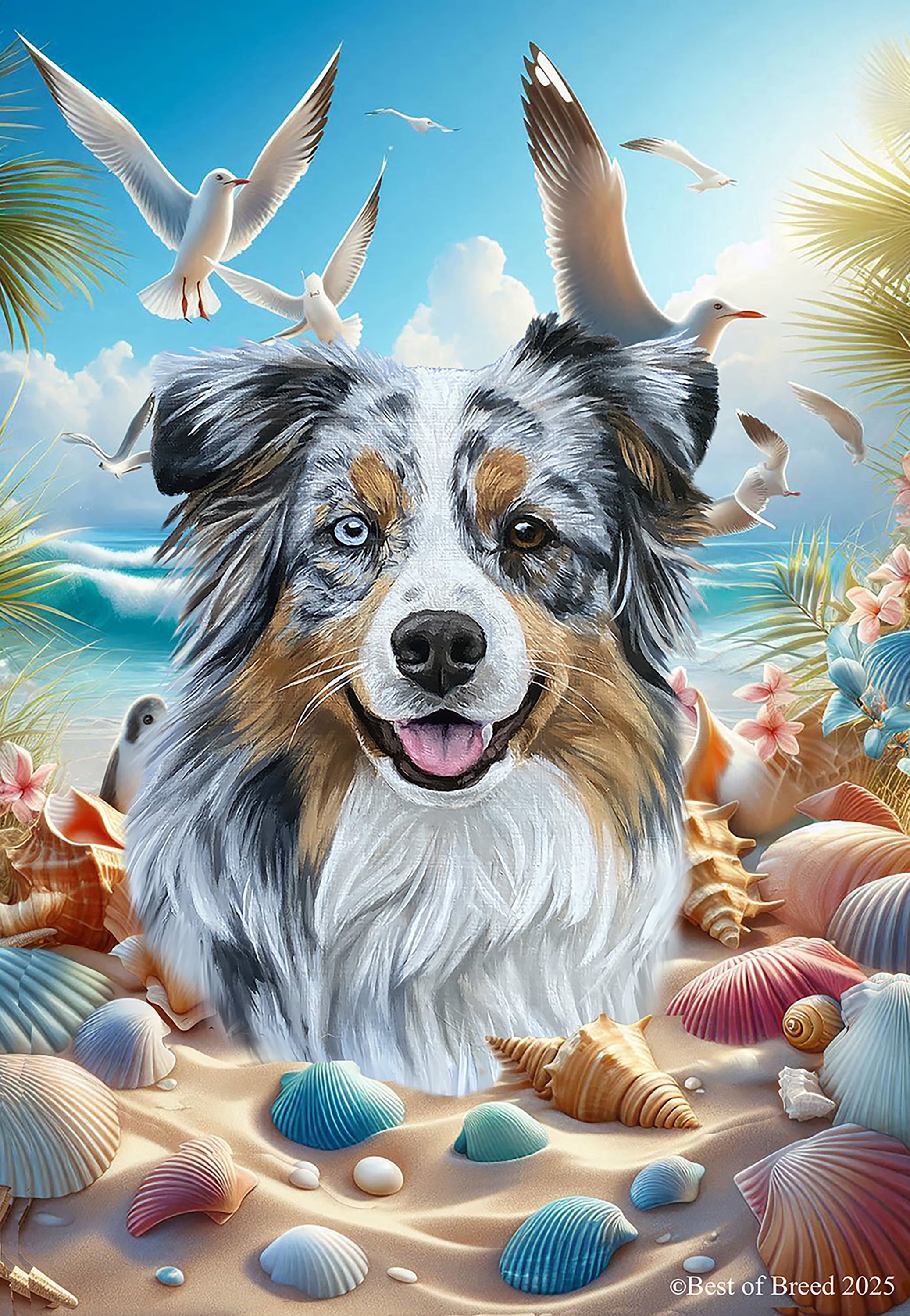 Australian Shepherd Blue Merle - Best of Breed Summer Beach Outdoor ...