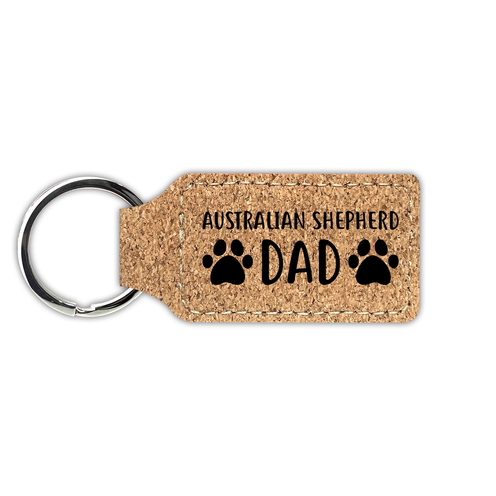 Australian Shepherd Dad Keychain Leatherette Rectangle - Laser Engraved ...
