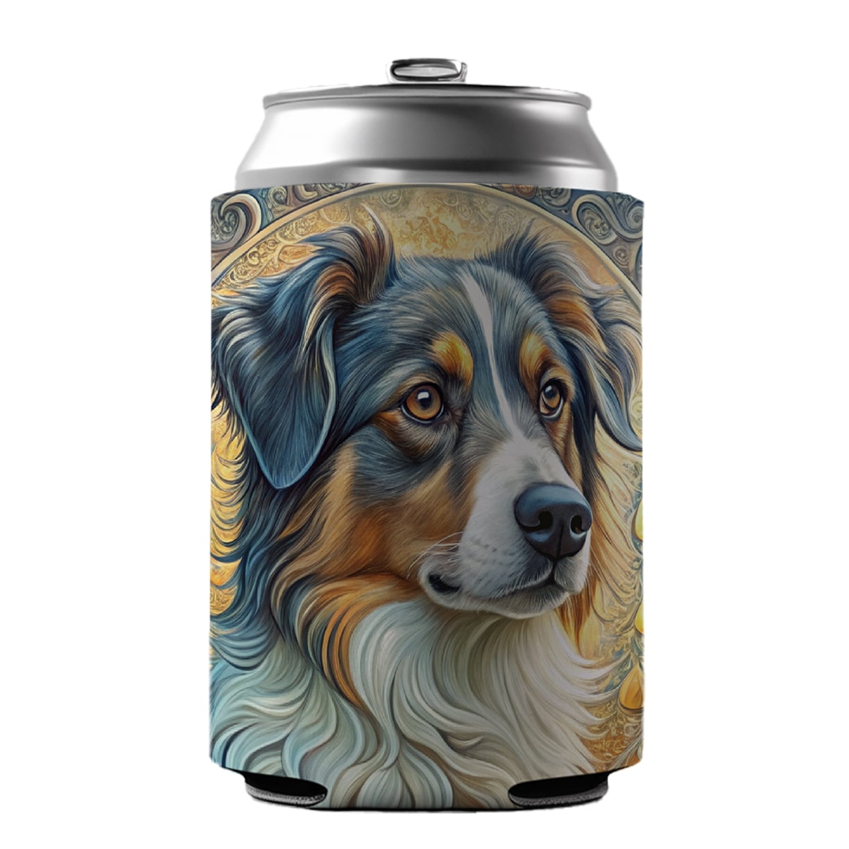 Australian Shepherd Dog Art Nouveau Drink Beer Soda Insulated Sleeve ...