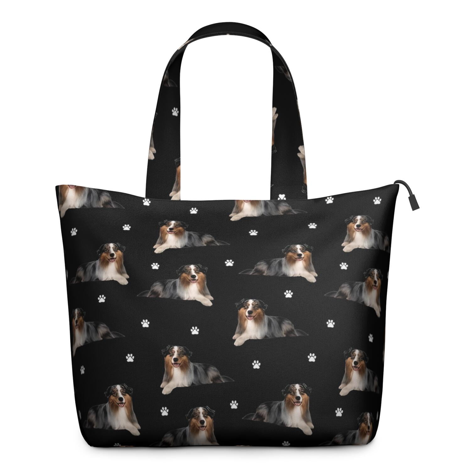 Australian Shepherd Dog and Footprints Travel Tote Bags for Women Carry ...