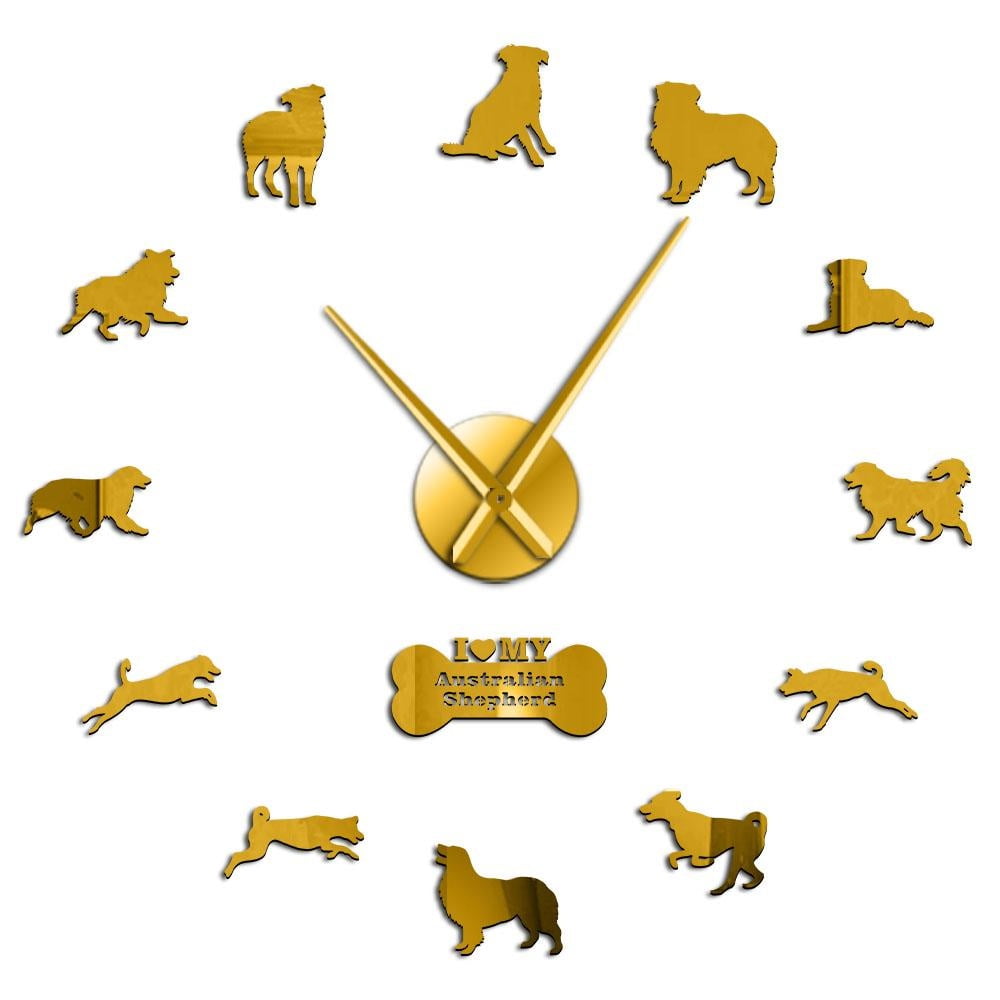 Australian Shepherd Dog Frameless Wall Clock Stickers, DIY Modern ...