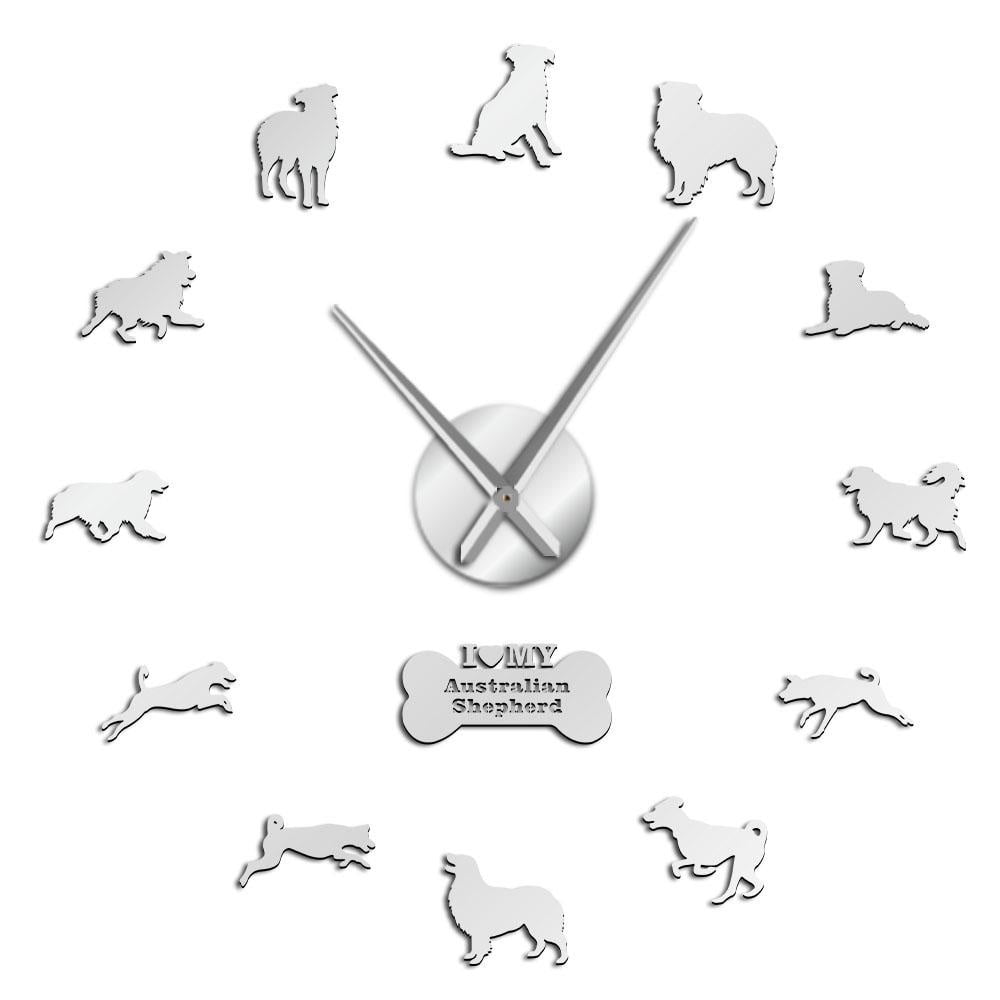 Australian Shepherd Dog Frameless Wall Clock Stickers, DIY Modern ...