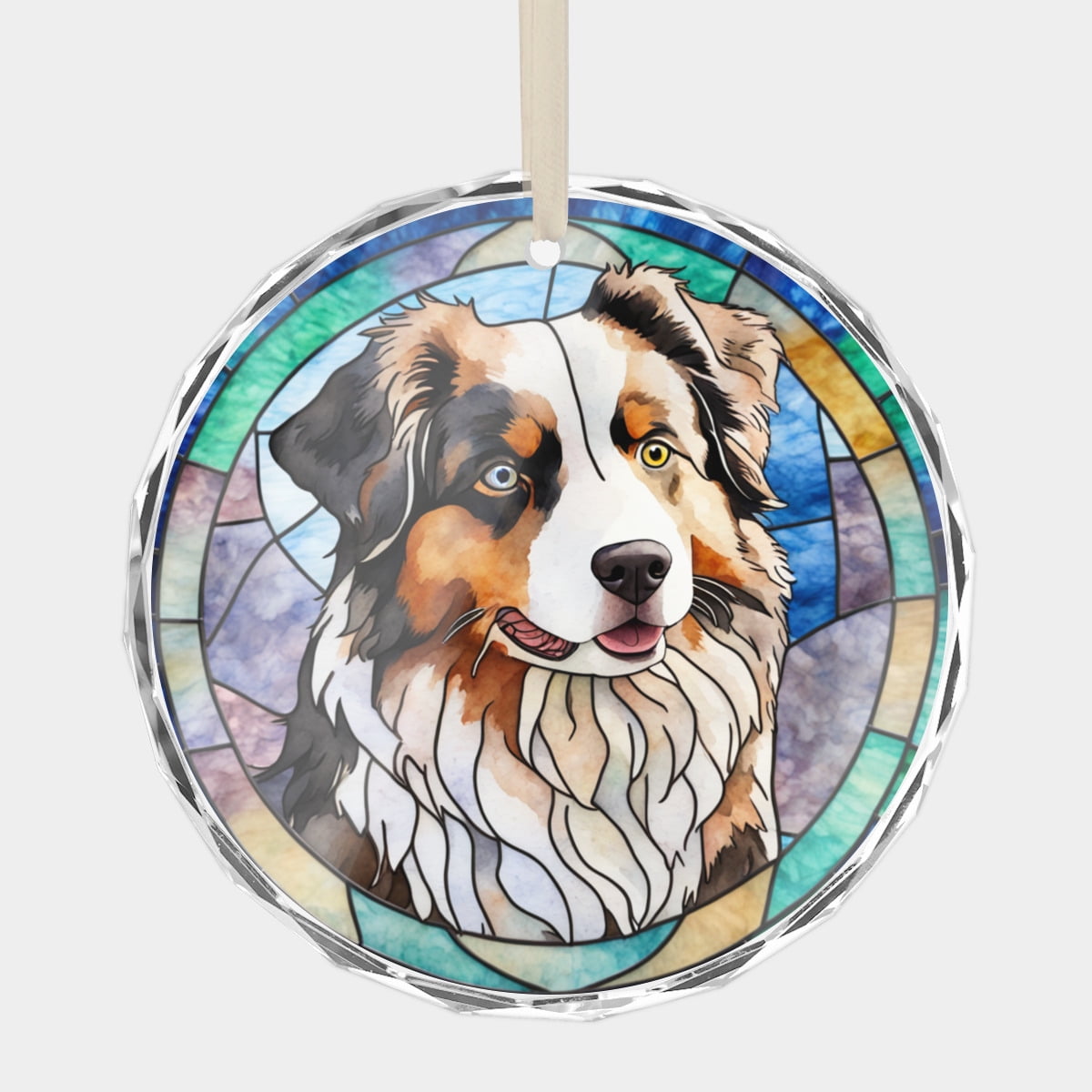 Australian Shepherd Dog Puppy Pet, Shepherds Breed Lover Stained Glass ...