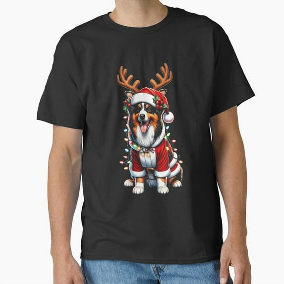 Australian Shepherd Dog Reindeer Light Vintage Funny Sweater St. Nick ...
