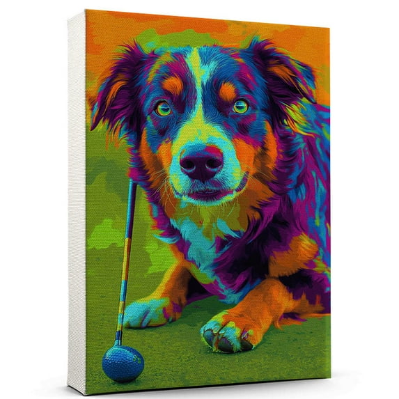 Australian Shepherd Dog Stretched Canvas Size 8x12 Golf Canvas – Cute ...