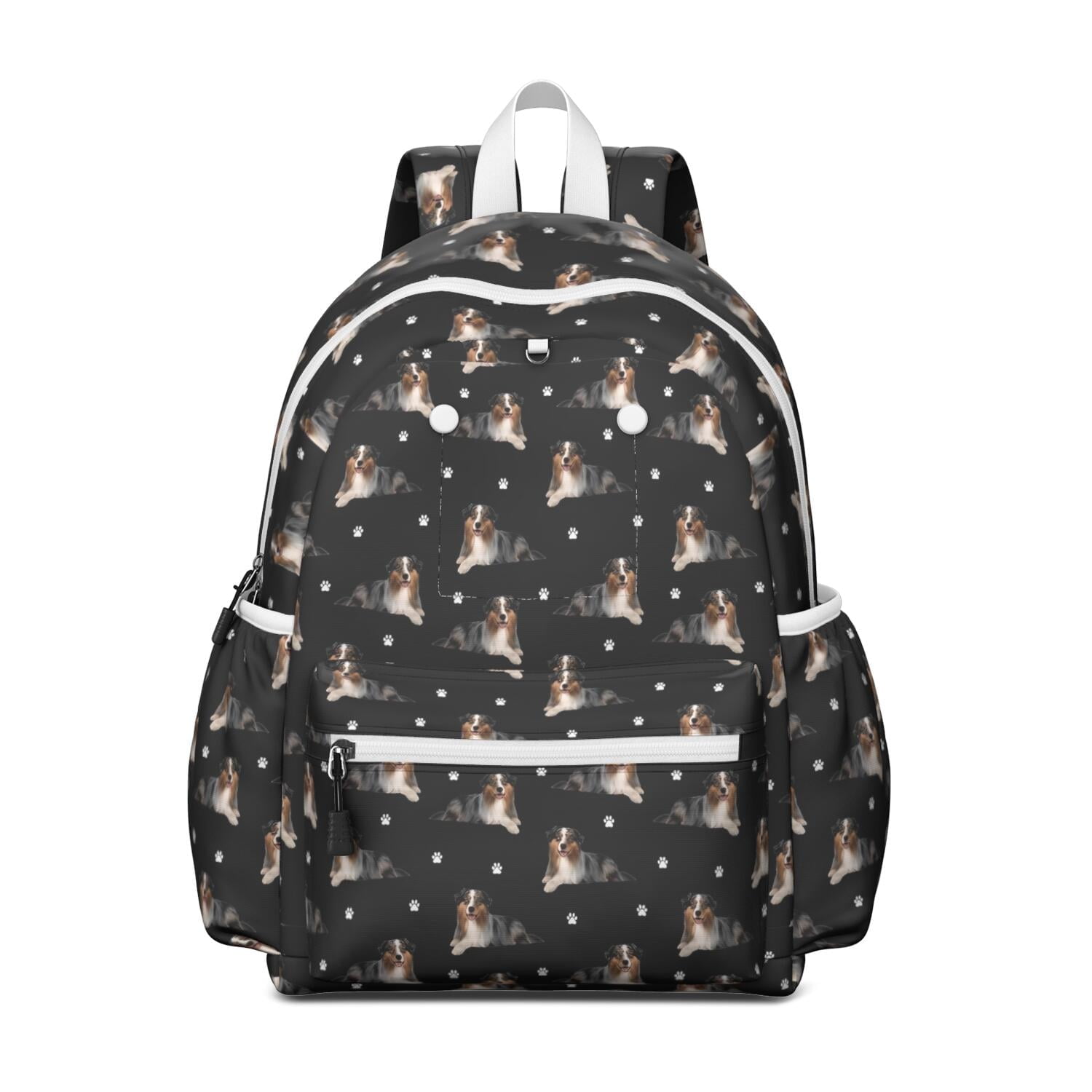 Australian Shepherd Dog and Footprints Backpack for School,Cute School ...