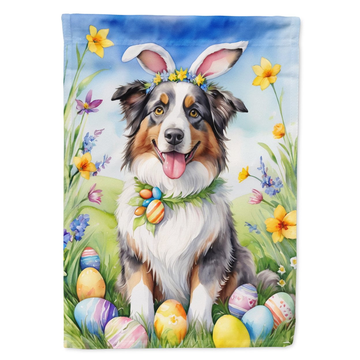 Australian Shepherd Easter Egg Hunt House Flag 28 in x 40 in - Walmart.com