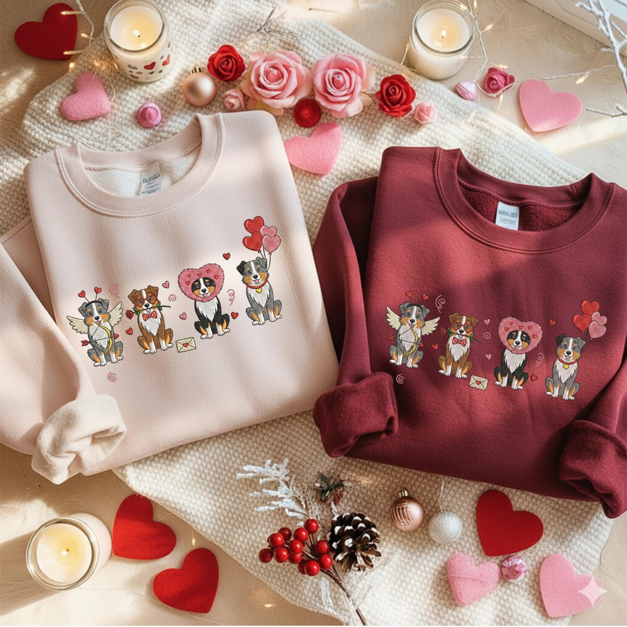 Australian Shepherd Embroidered Sweatshirt, Aussie Mom Valentine Gift ...