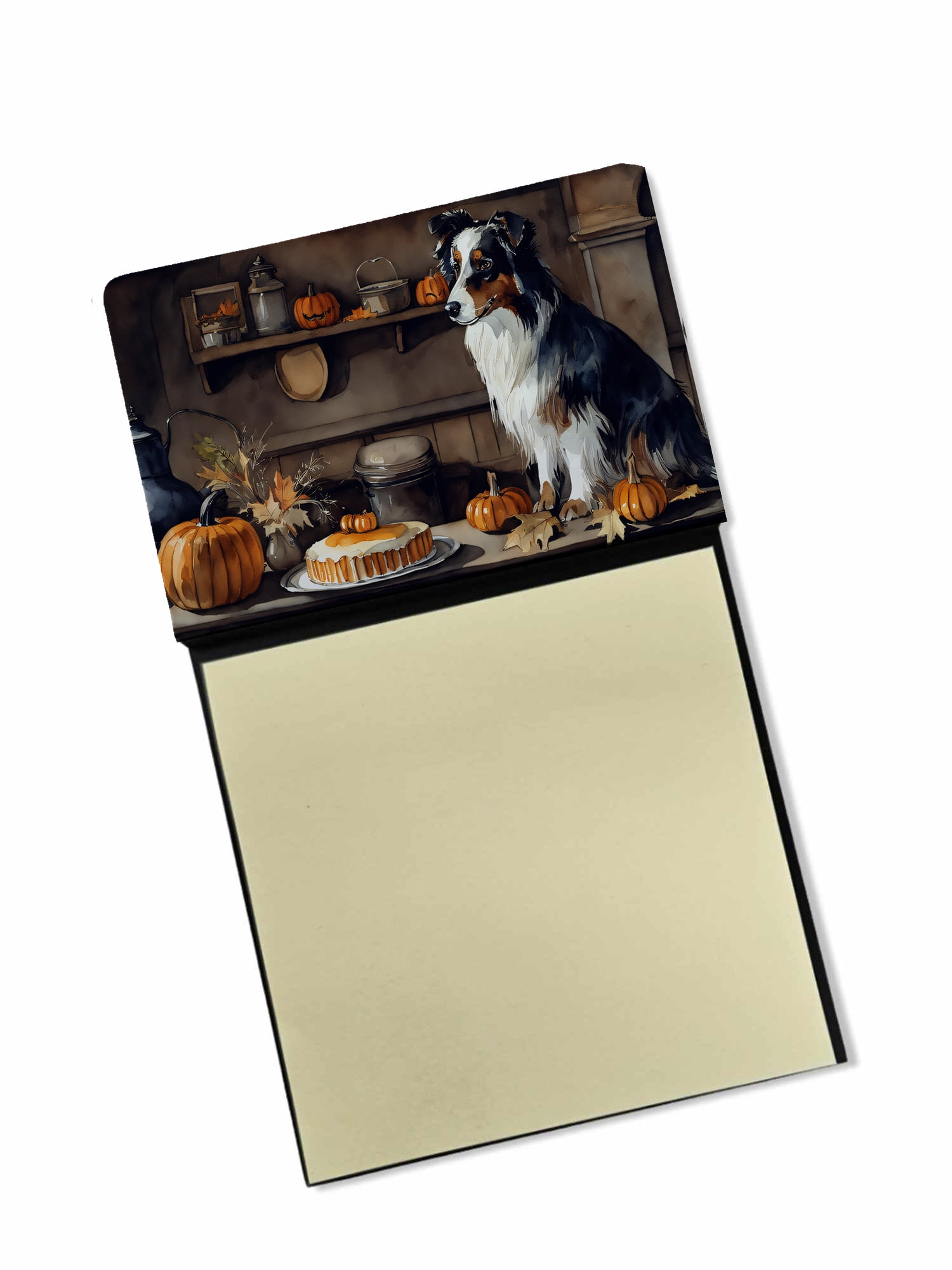 Australian Shepherd Fall Kitchen Pumpkins Sticky Note Holder 3.25 in x ...
